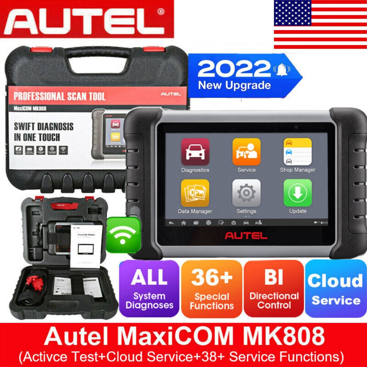 Autel MaxiCOM MK808 OBD2 Scanner Car Diagnostic Tool Code Reader Key C ...